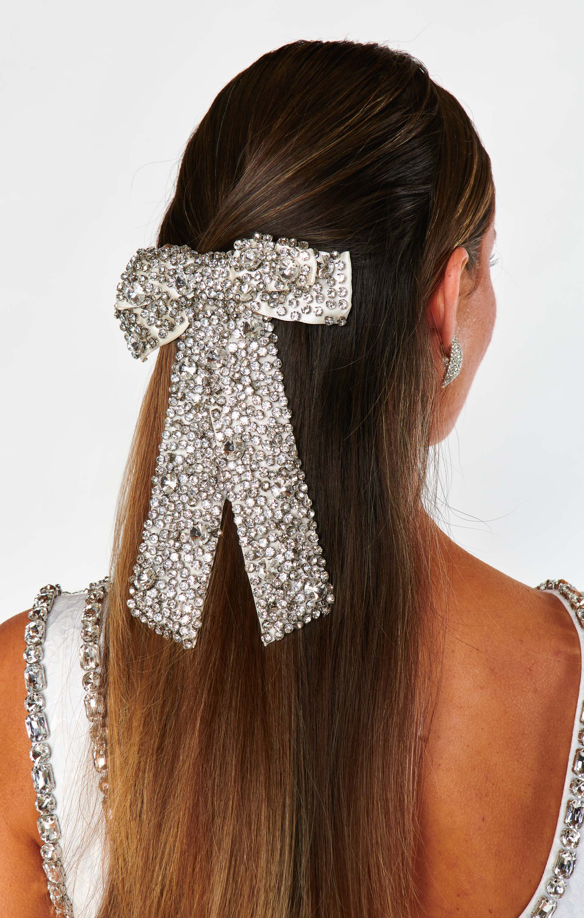 Crystal Hair Bow ~ Silver – Mumu